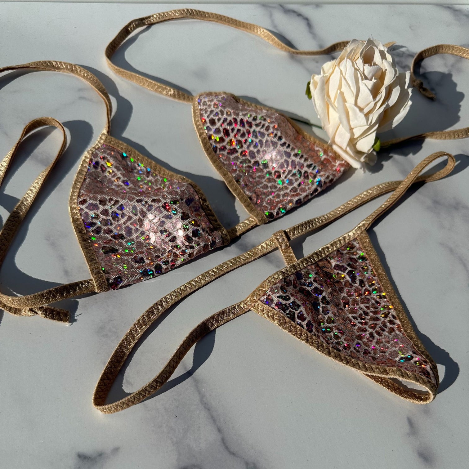 Holographic Snakeskin Bikinis